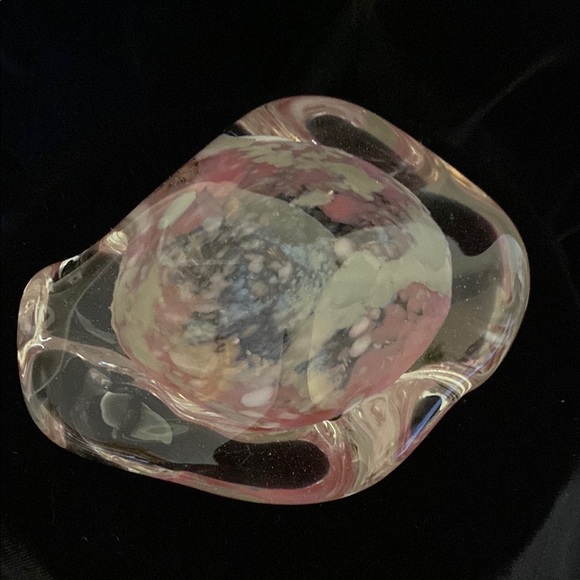 Accents | Vintage Clear Pink Light Sage Green Color Paperweight | Poshmark